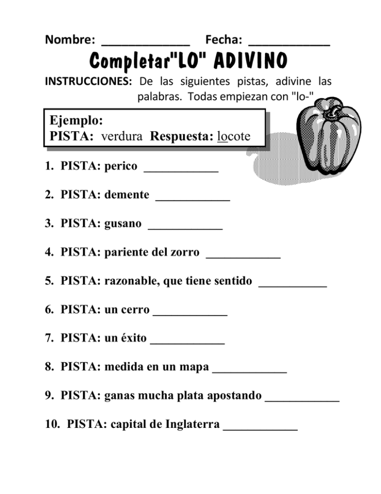 Completar 21 palabras con lo