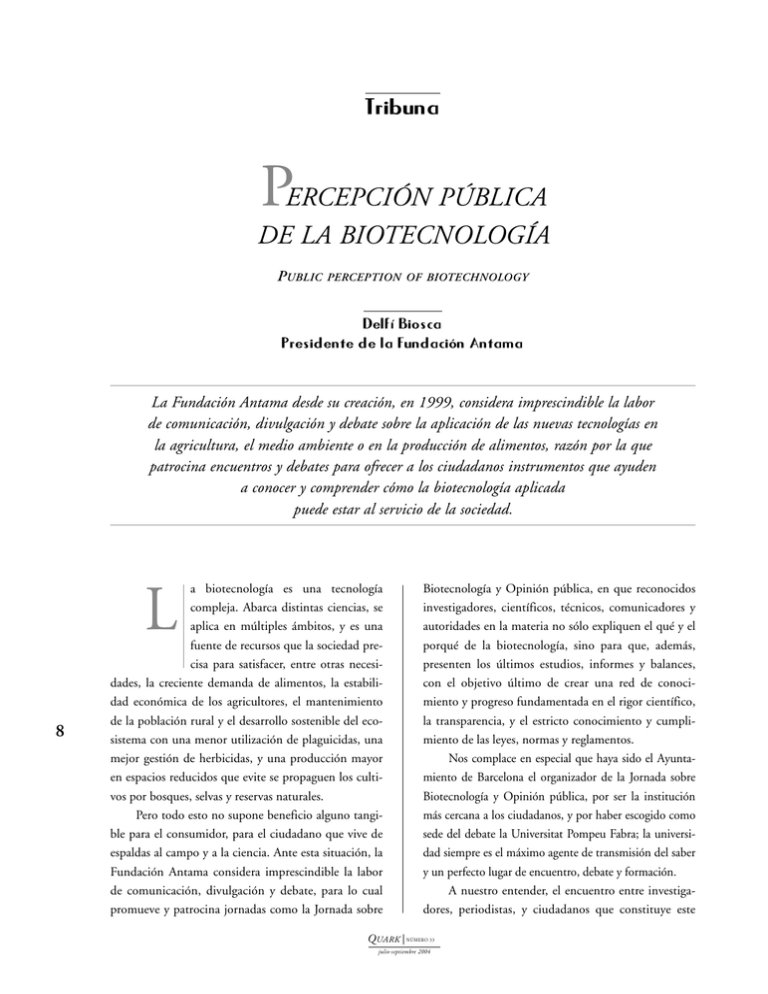 percepción pública de la biotecnología