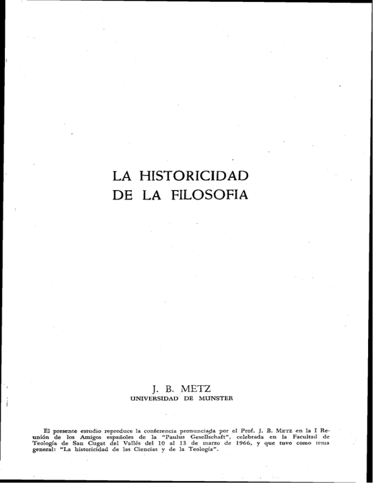 la historicidad de la filosofia