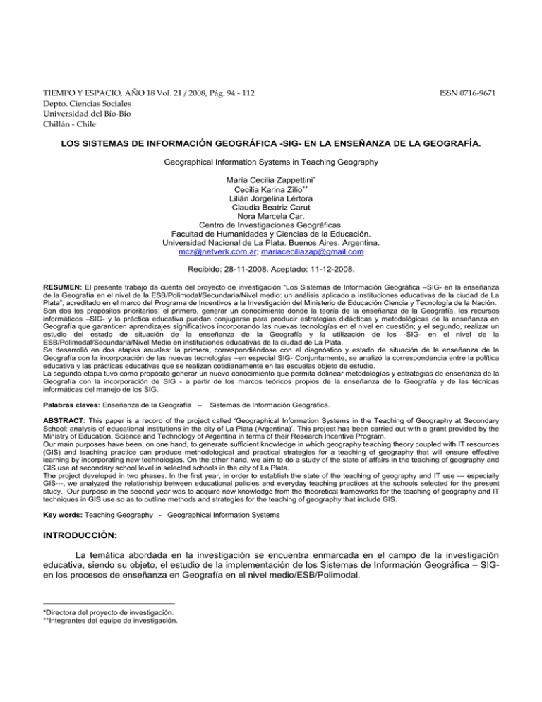LOS SISTEMAS DE INFORMACIÓN GEOGRÁFICA -SIG