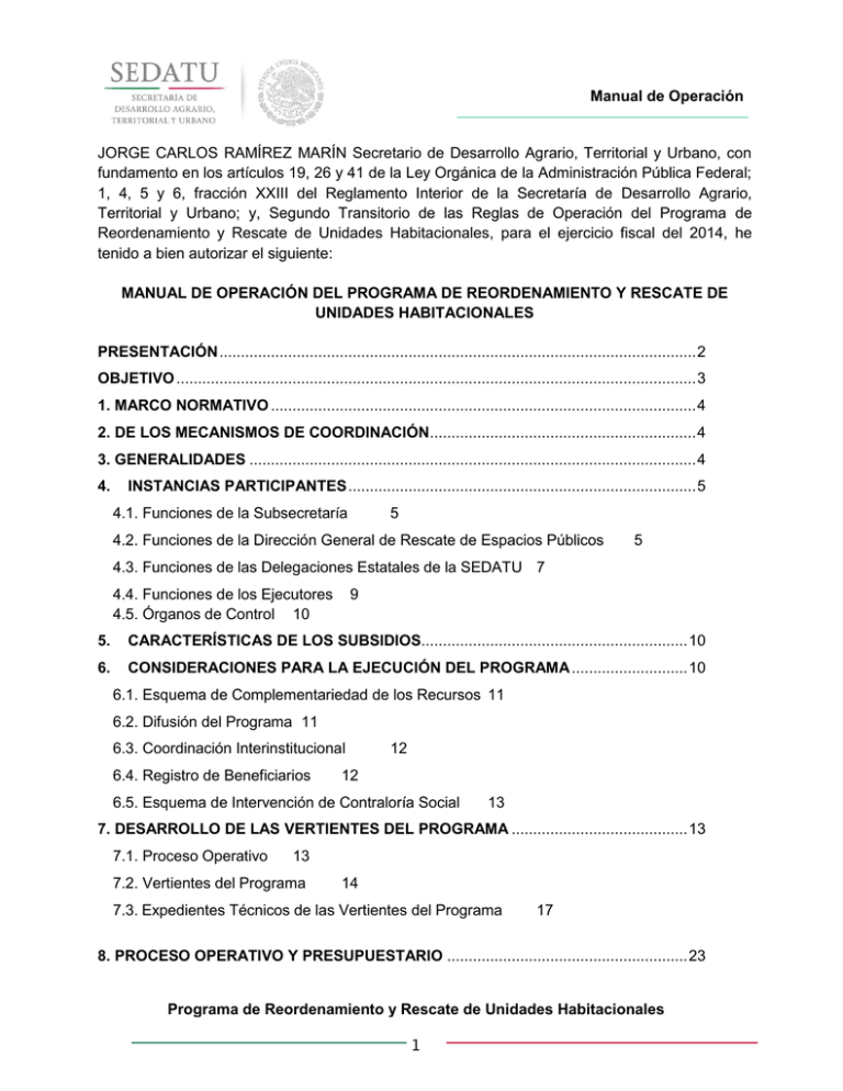 Manual de Operación Programa de Reordenamiento y Rescate de