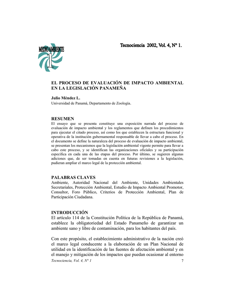 EL PROCESO DE EVALUACIÓN DE IMPACTO AMBIENTAL EN LA