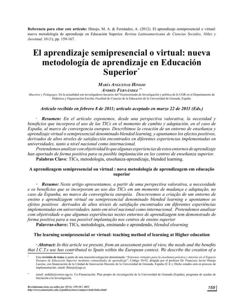 El aprendizaje semipresencial o virtual: nueva metodología de