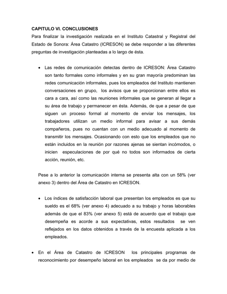 CAPITULO VI. CONCLUSIONES Para finalizar la