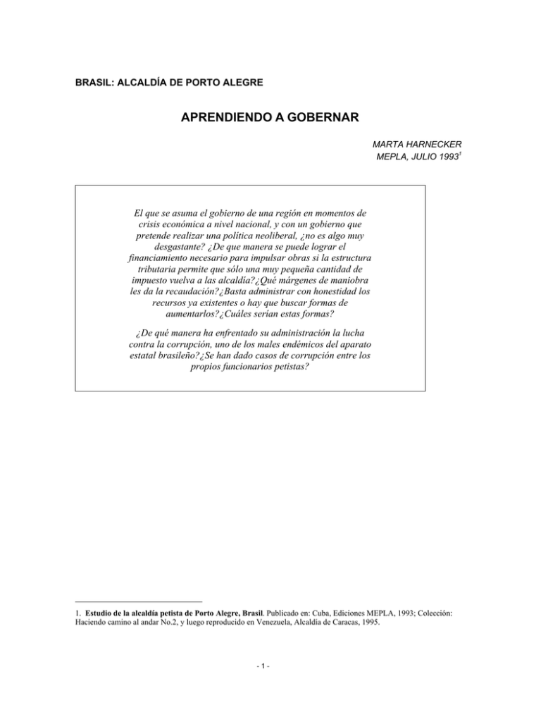 Aprendiendo a gobernar