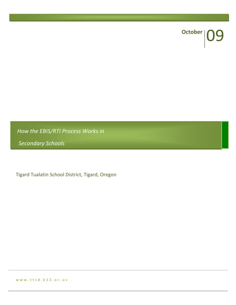 How the EBIS/RTI Process Works in Secondary Schools