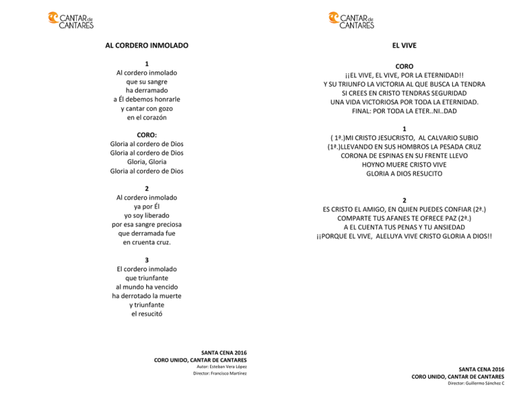 al cordero inmolado el vive