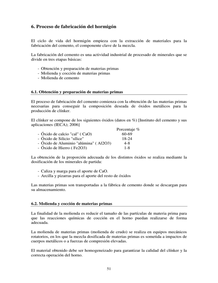 6. Proceso de fabricación del hormigón
