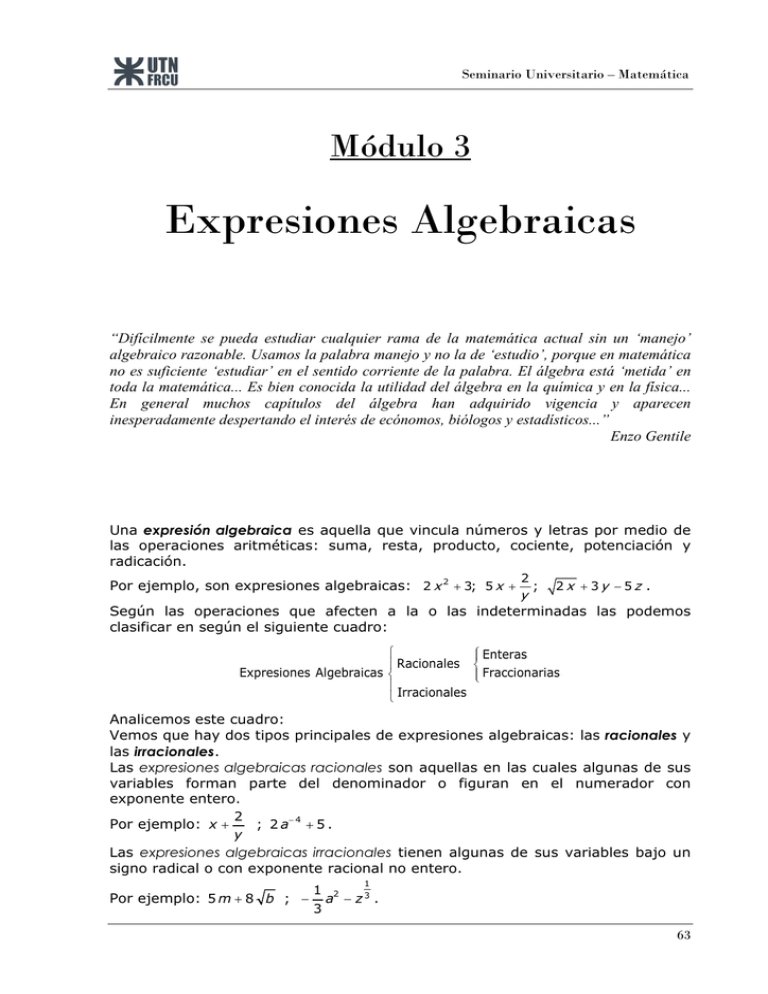 expresiones algebraicas