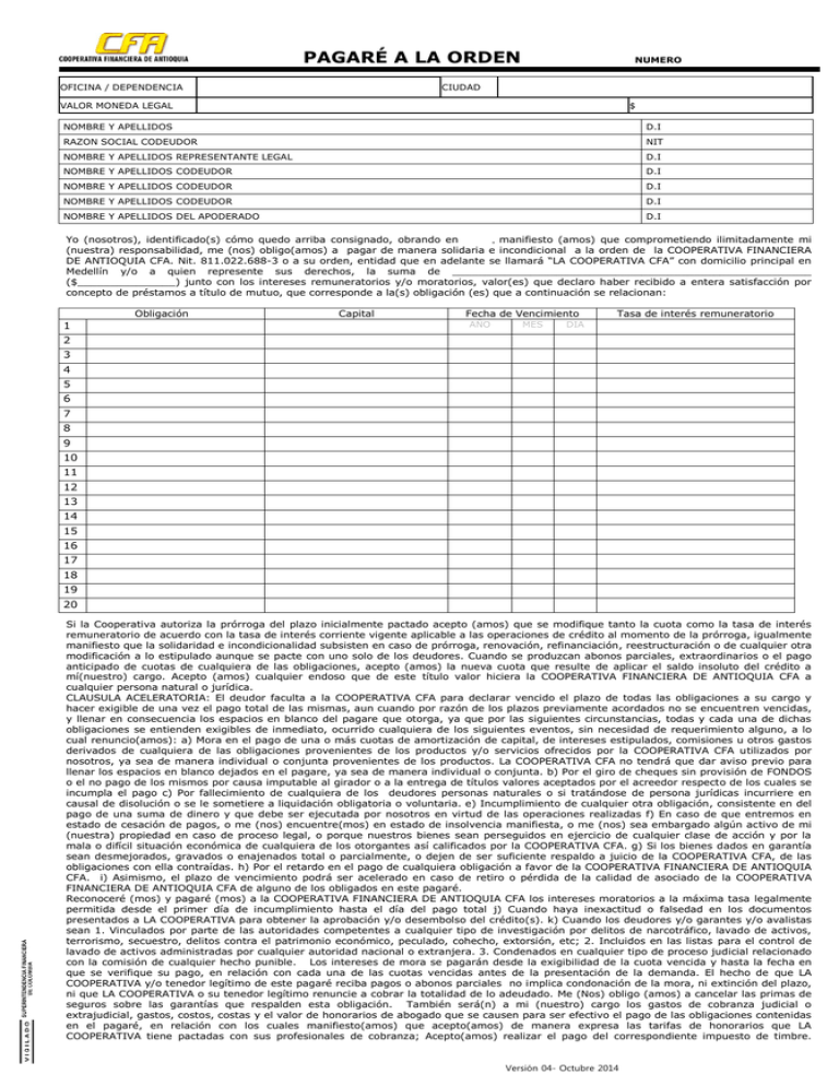 PAGARÉ A LA ORDEN