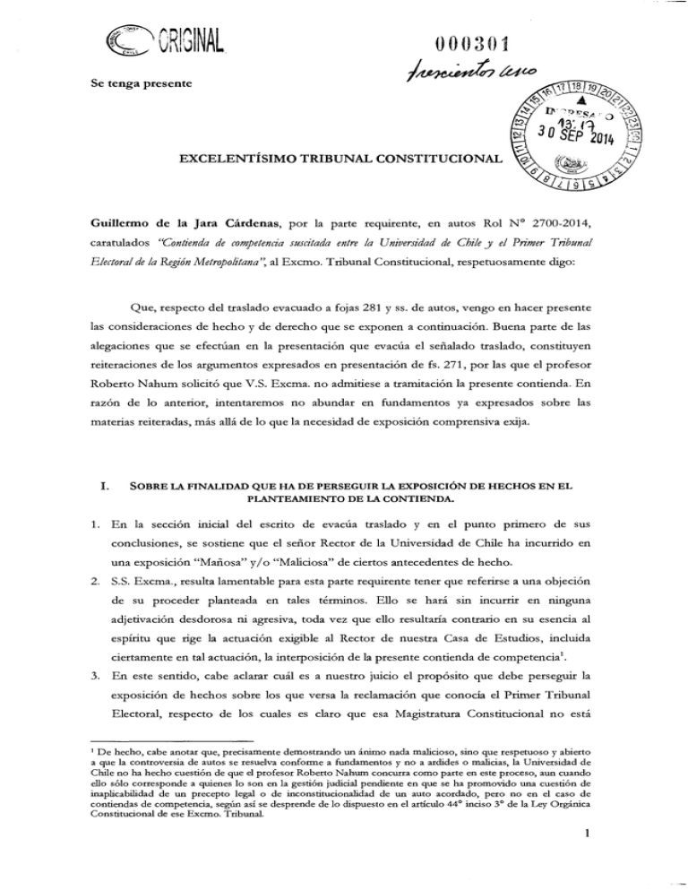 Contienda de competencia suscitada entre la Universidad de Chile