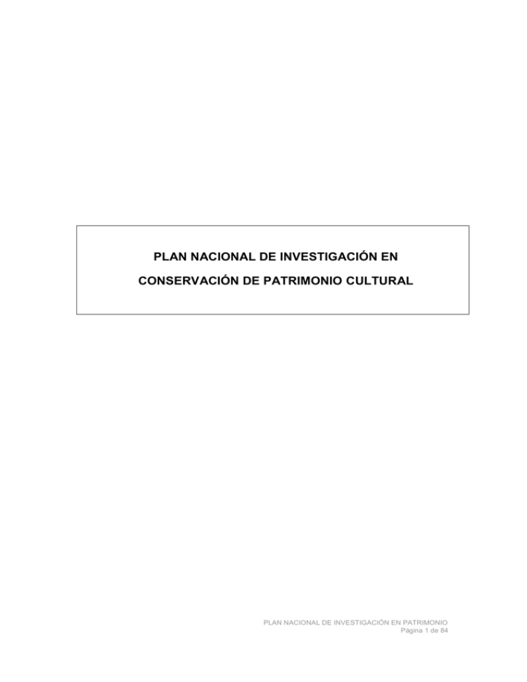 INVESTIGACIÓN EN CONSERVACIÓN DEL PATRIMONIO