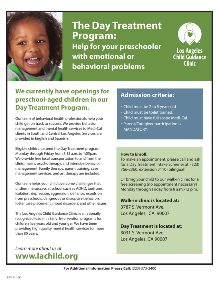 The Day Treatment Program - Los Angeles Child Guidance Clinic