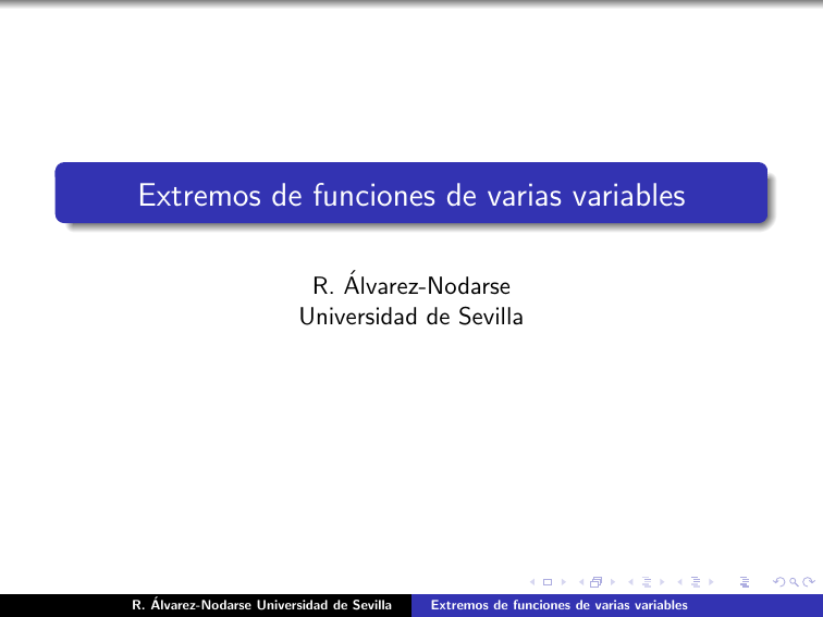 Extremos de funciones de varias variables