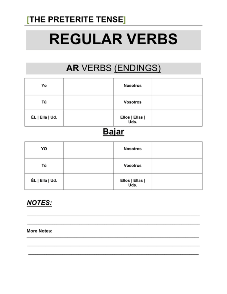 REGULAR VERBS