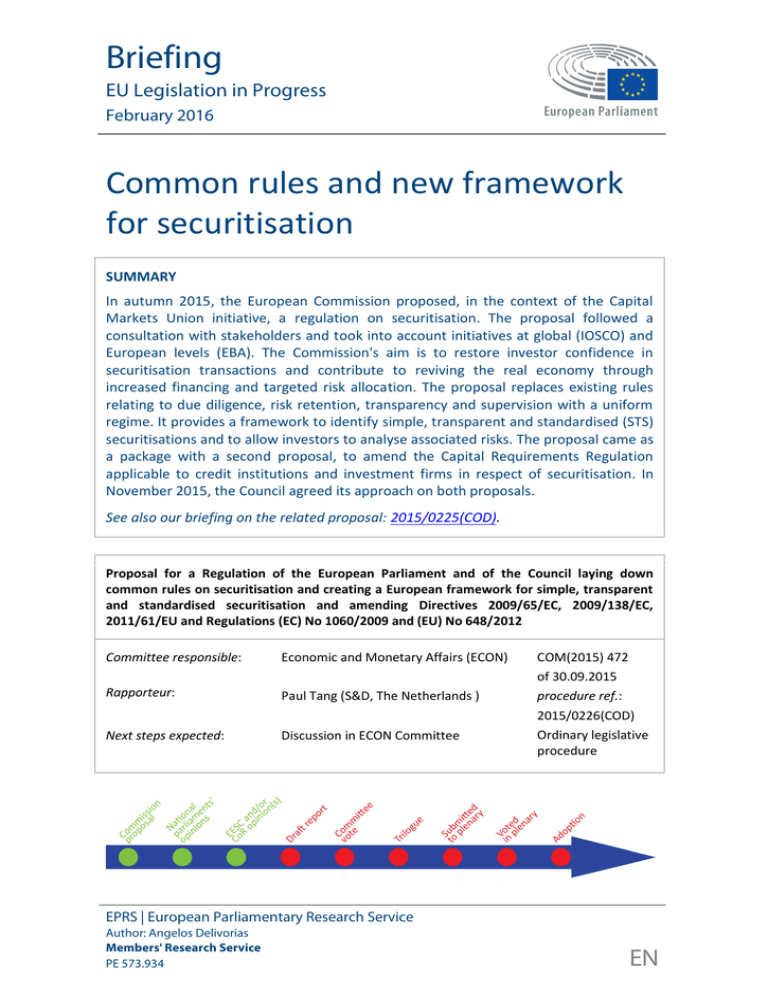 Securitisation - Common rules and a new