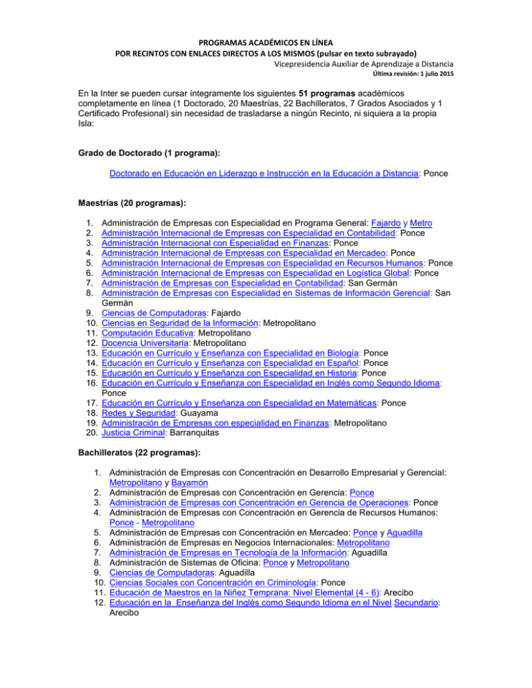 PROGRAMAS ACADÉMICOS EN LÍNEA