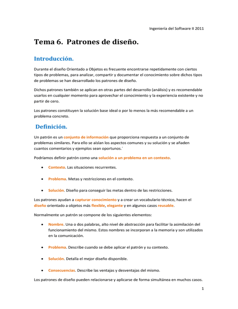 Tema 6. Patrones de diseño.
