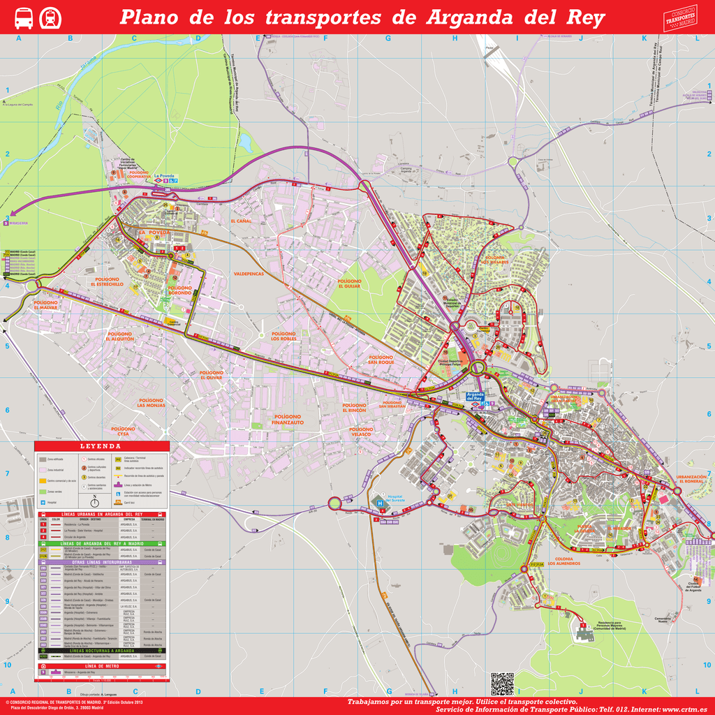Plano de los transportes de Arganda del Rey