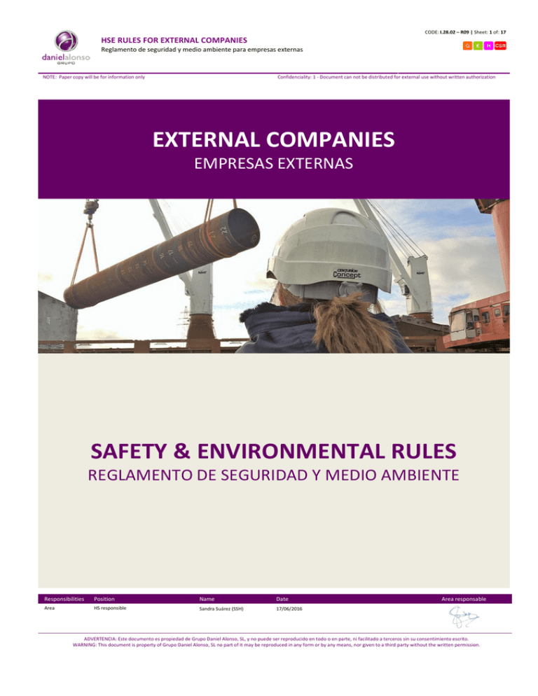 HSE Rules For External Companies