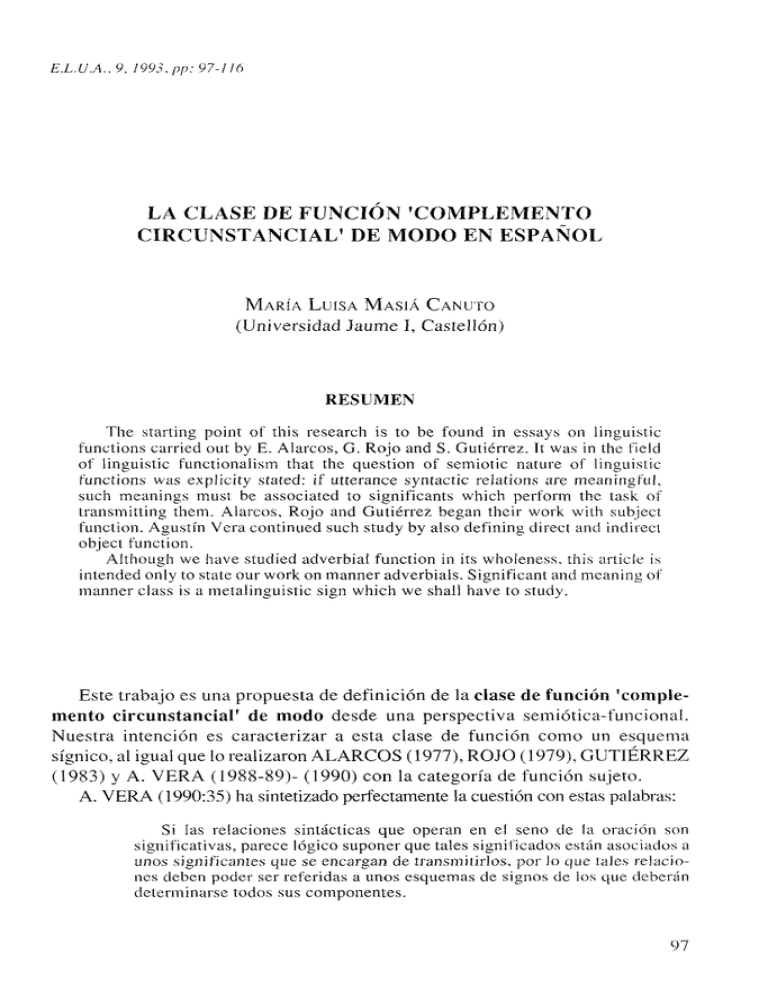 la clase de función `complemento circunstancial` de modo en