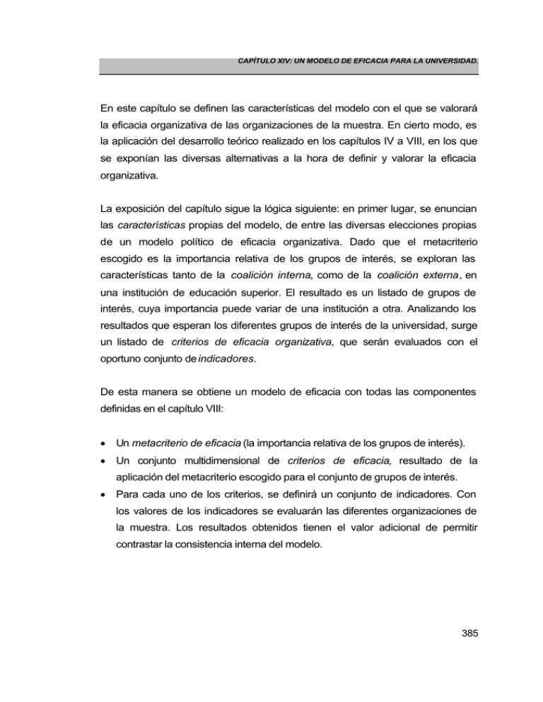 En este capítulo se definen las características del modelo con