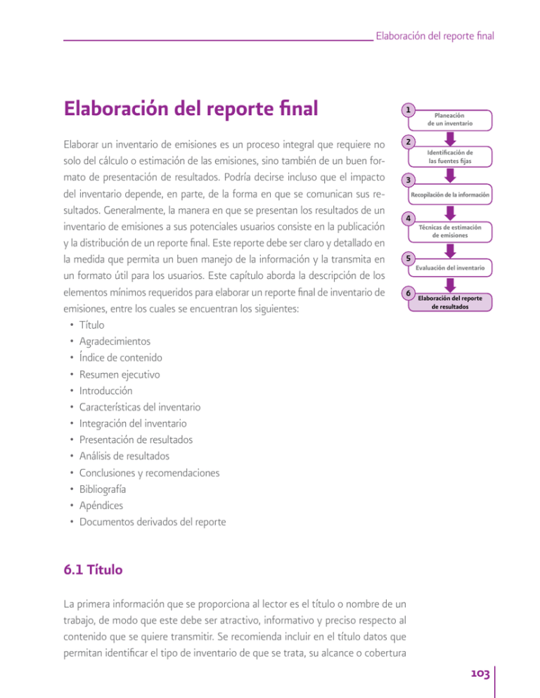 Elaboración del reporte final