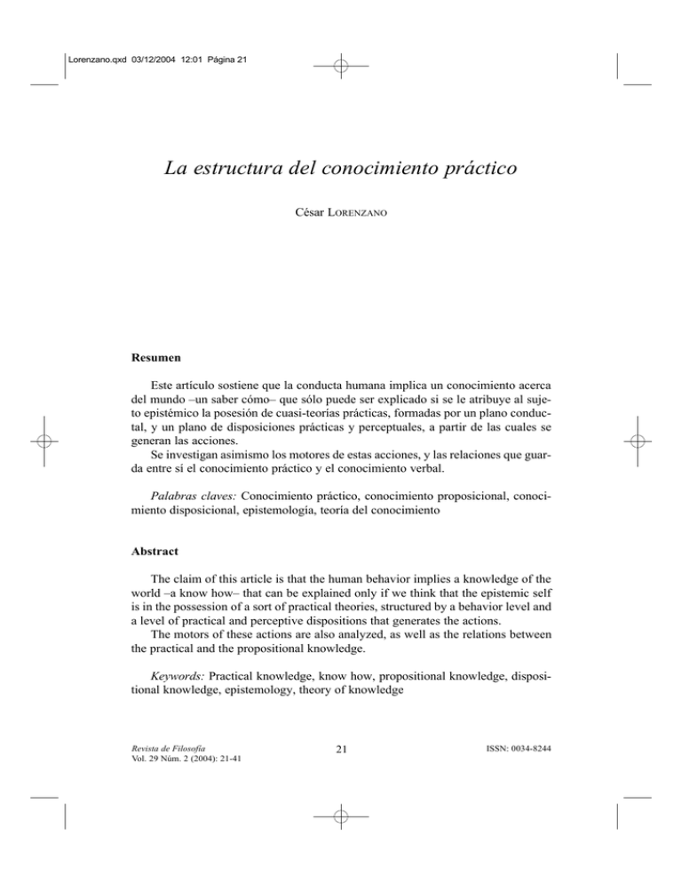 La estructura del conocimiento práctico