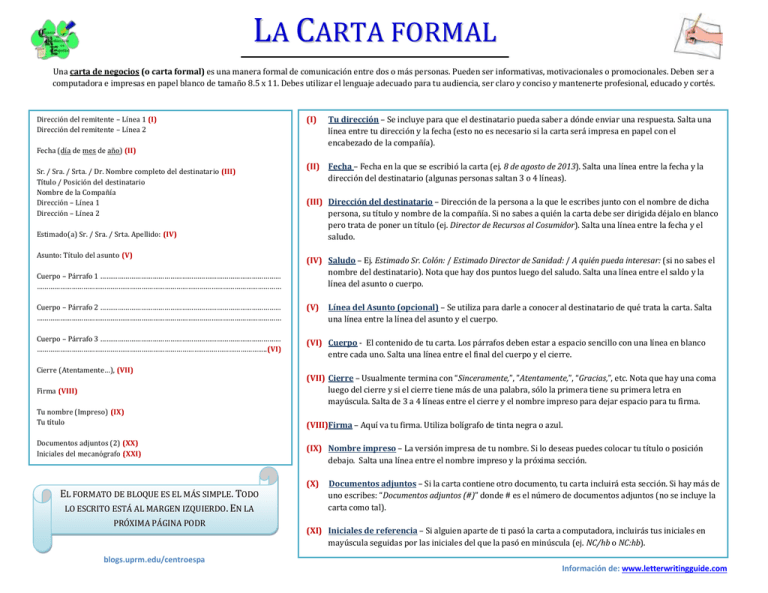 LA CARTA FORMAL