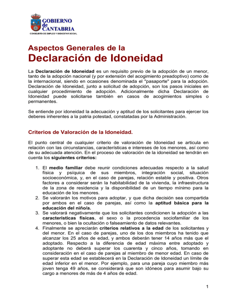 Declaración de Idoneidad