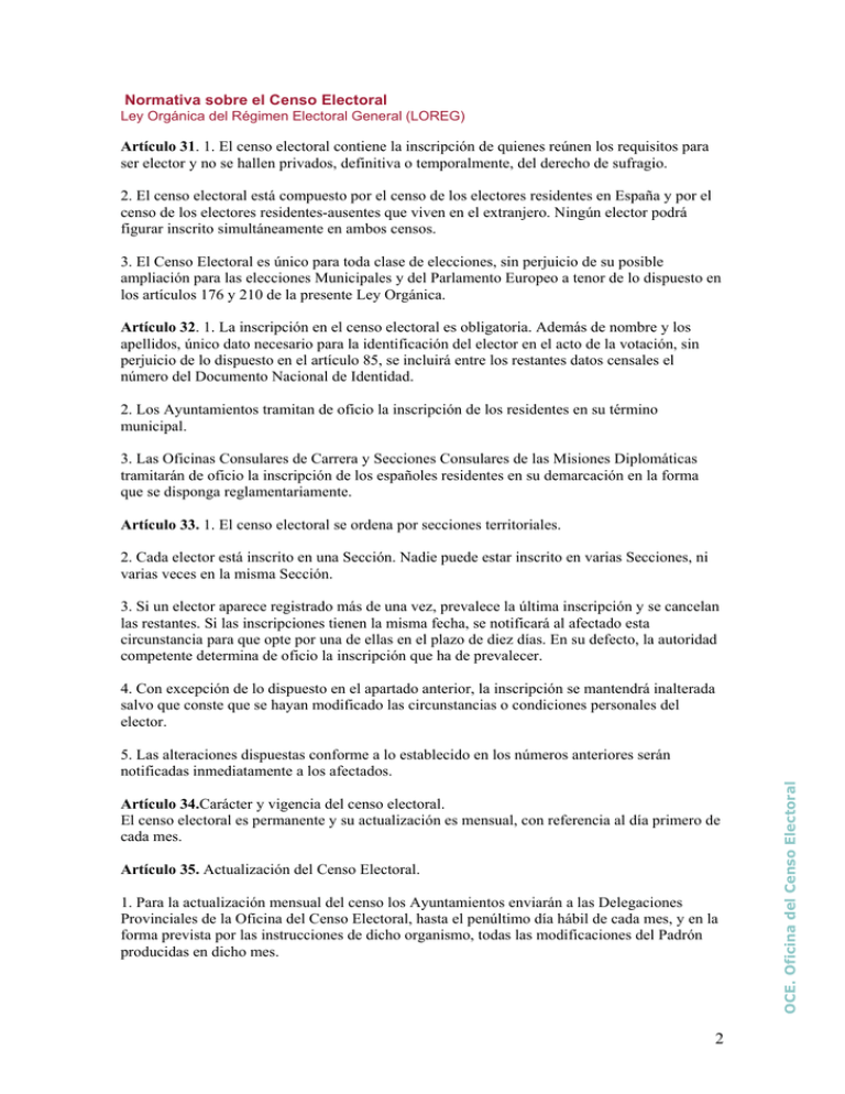 Ley Orgánica del Régimen Electoral General (LOREG)