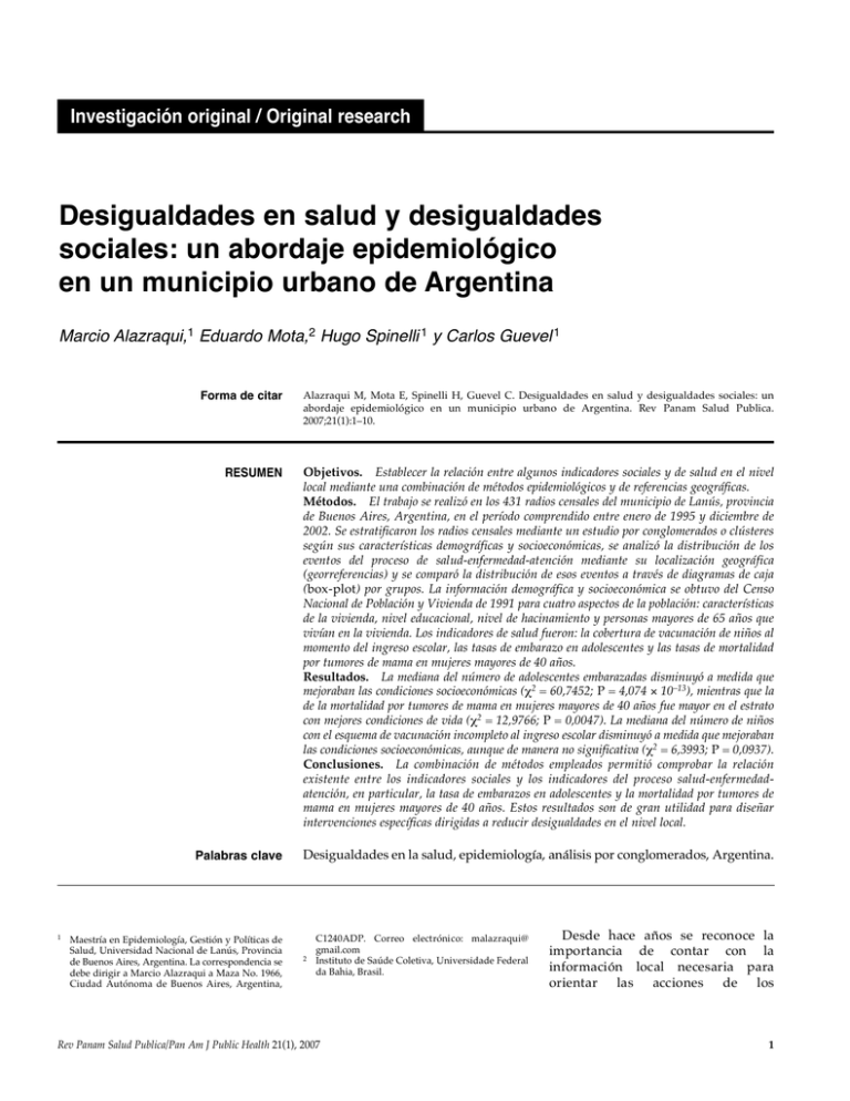 Desigualdades En Salud Y Desigualdades Sociales Un Abordaje