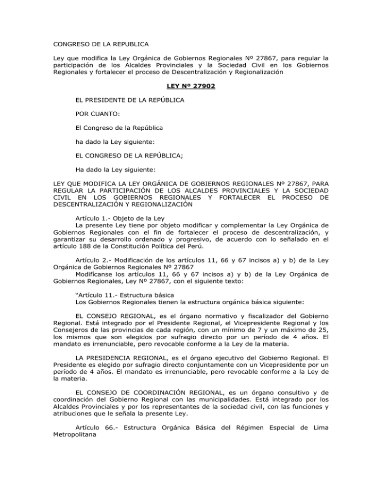CONGRESO DE LA REPUBLICA