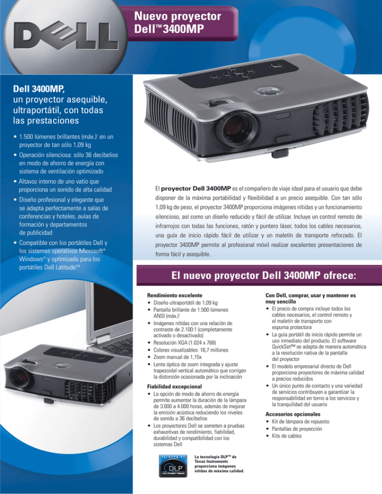 Nuevo proyector DellTM 3400MP