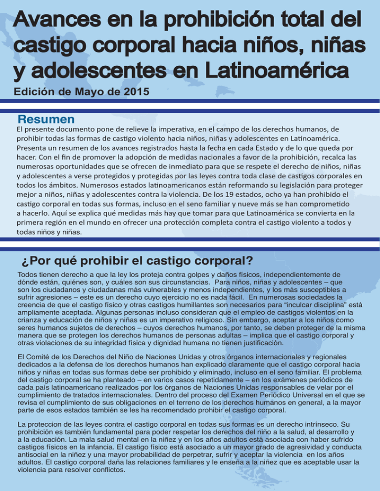 Avances en la prohibición total del castigo corporal hacia niños