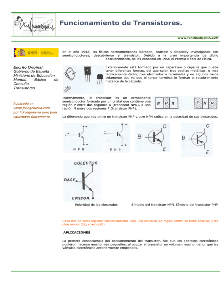 "Funcionamiento de transistores"