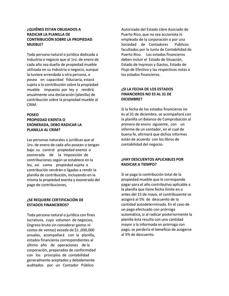 Contribución Sobre la Propiedad Mueble