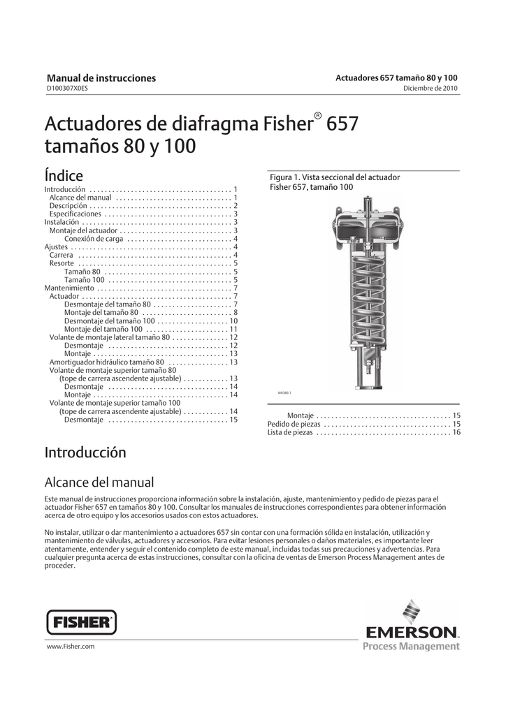Actuadores de diafragma Fisher 657 tamaños 80 y 100