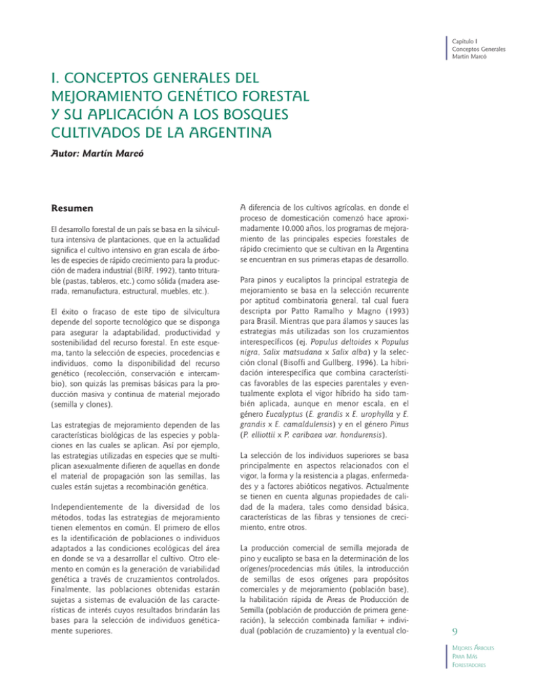 Conceptos Generales del Mejoramiento Genético Forestal y su