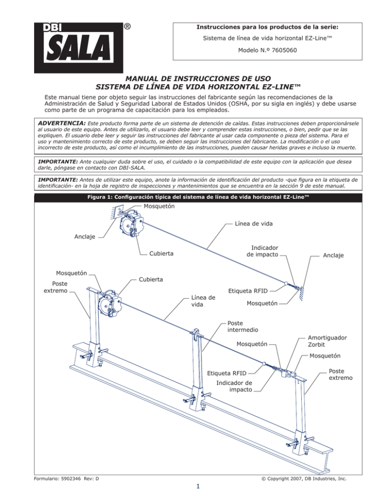 manual de instrucciones de uso sistema de línea de vida horizontal