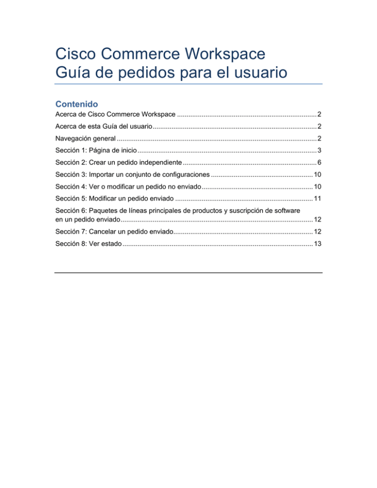 Cisco Commerce Workspace Guía de pedidos para el usuario