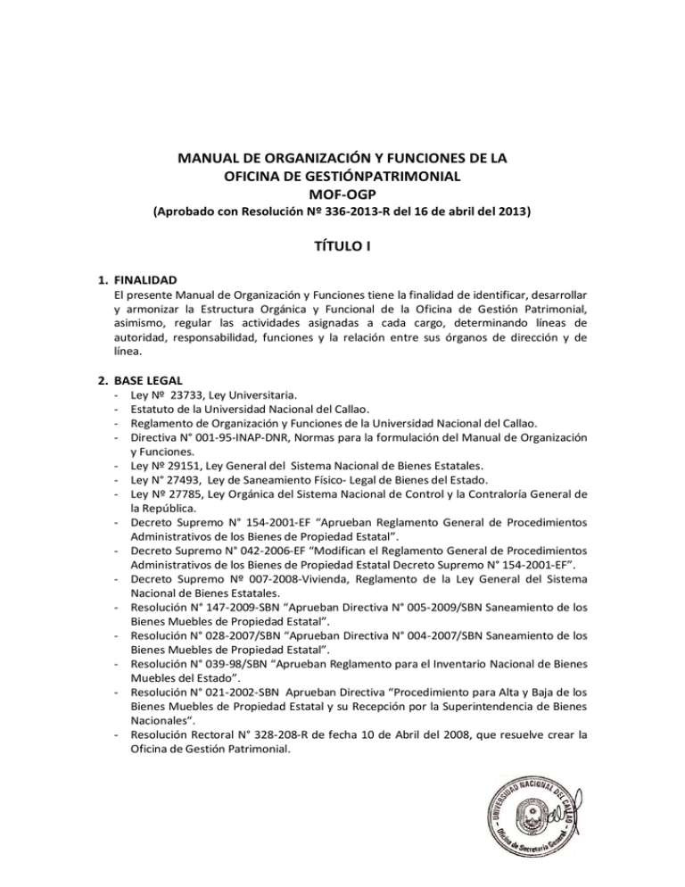 manual de organización y funciones de la oficina