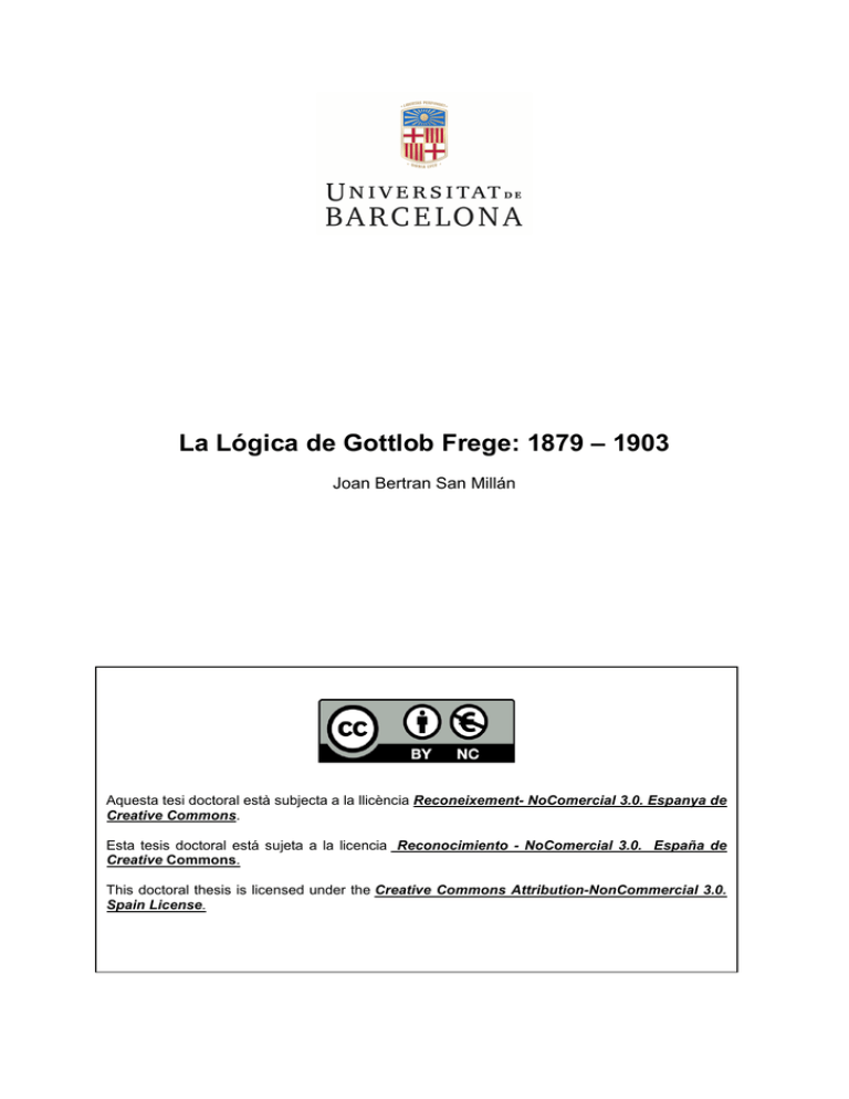 La Lógica de Gottlob Frege: 1879 – 1903