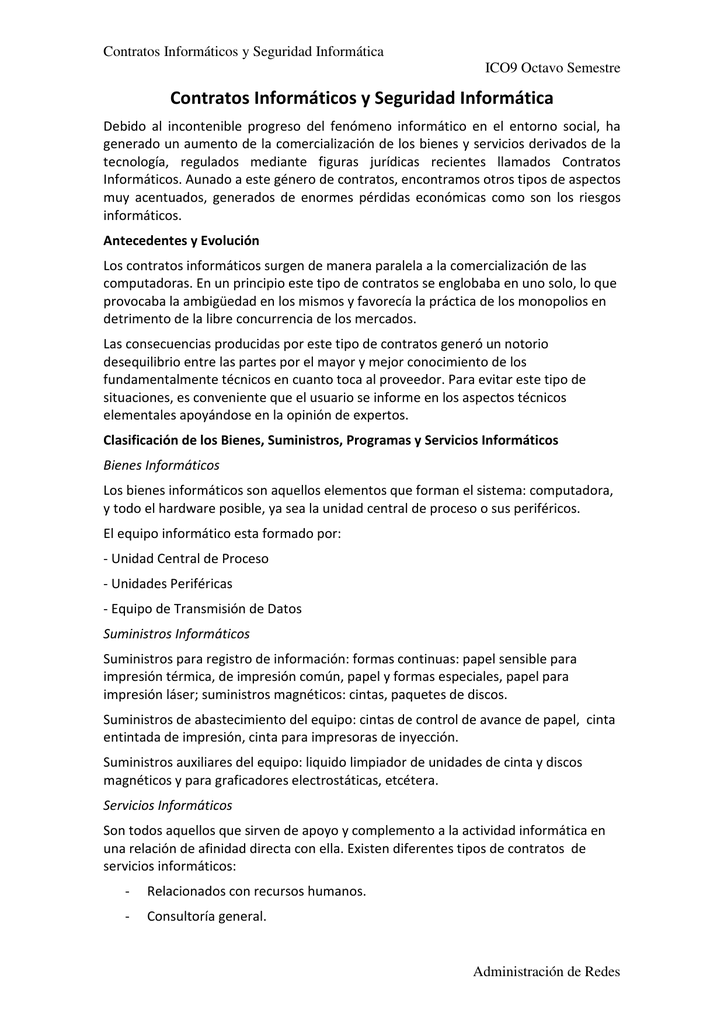 Contratos Informáticos y Seguridad Informática