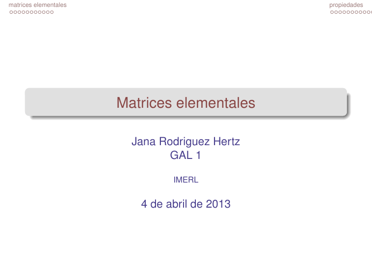 Matrices elementales