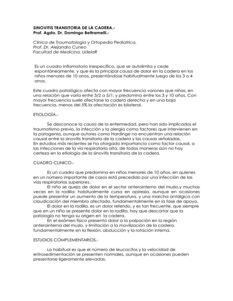 sinovitis transitoria de la cadera