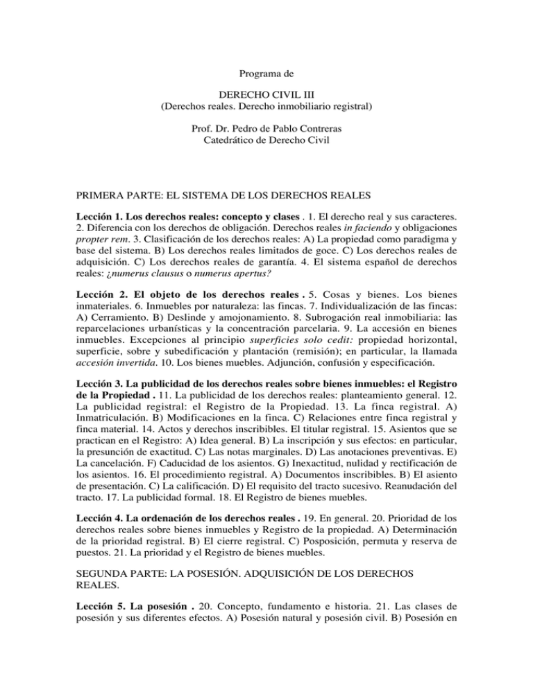 Derechos reales. Derecho inmobiliario registral