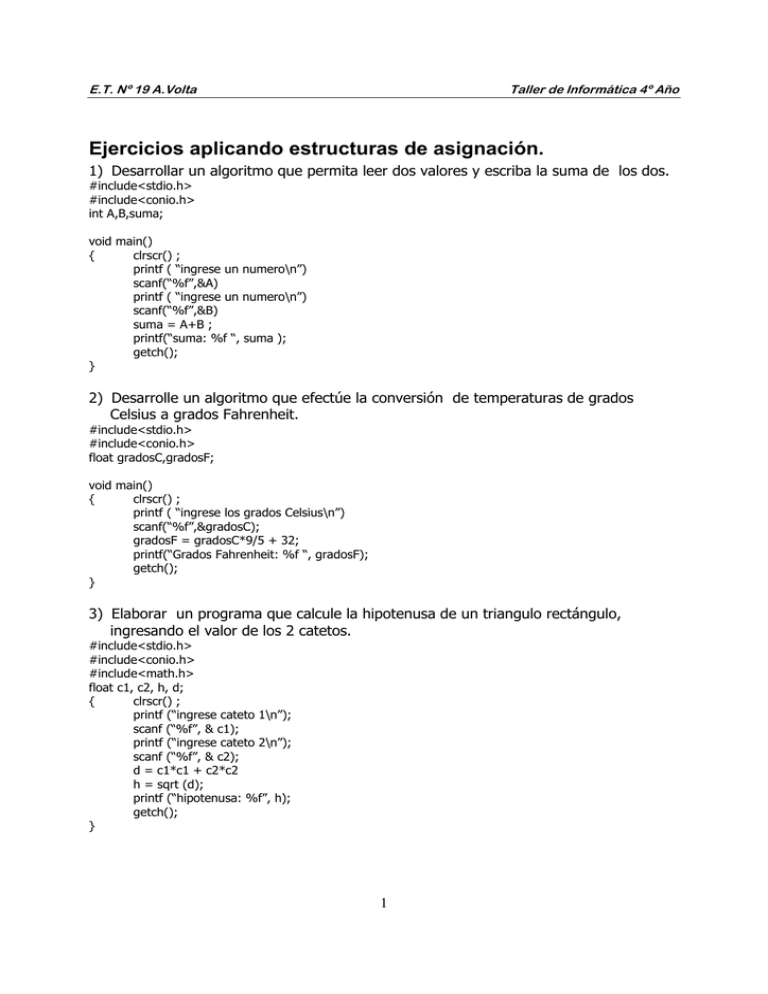 Guía de ejercicios de programación