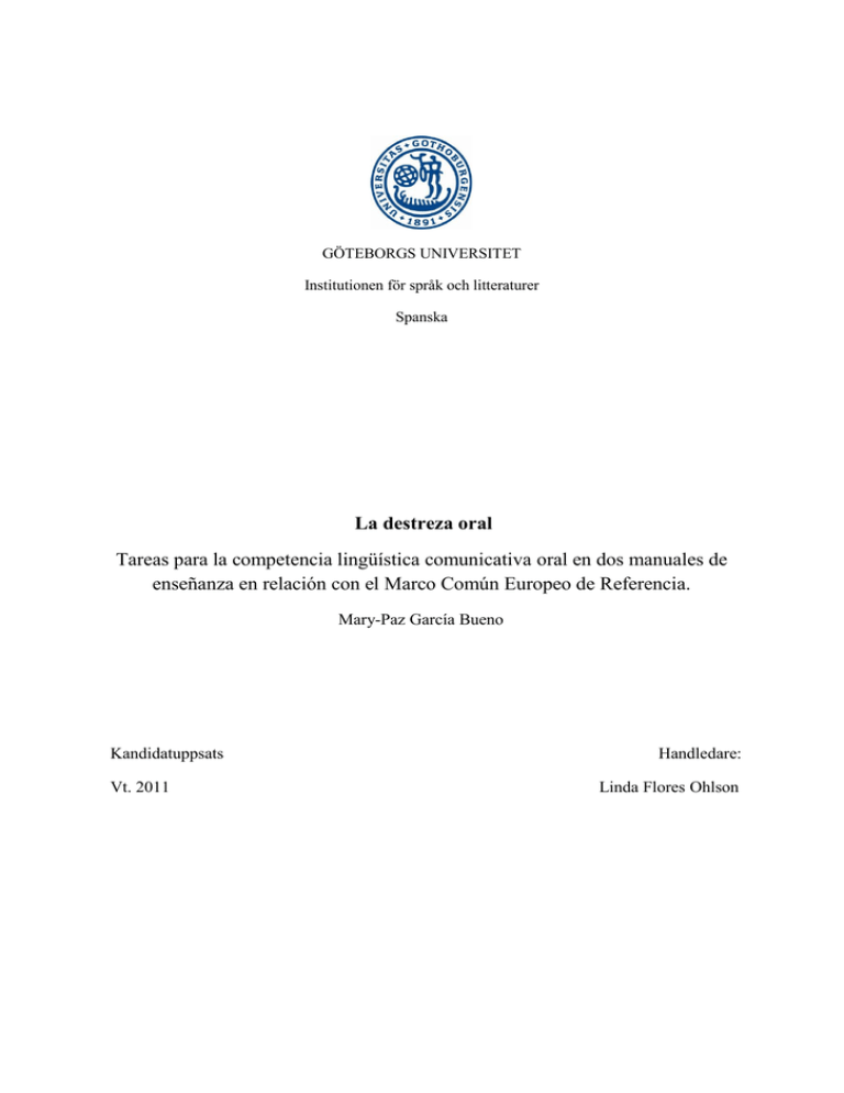 La destreza oral Tareas para la competencia lingüística