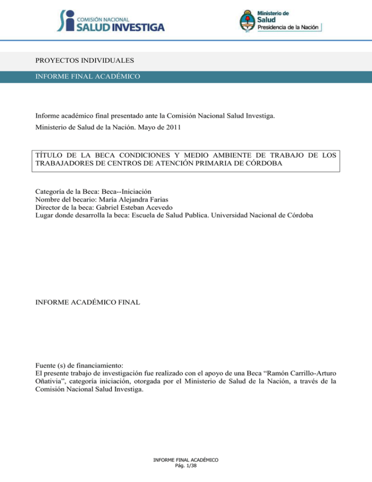 PROYECTOS INDIVIDUALES INFORME FINAL ACADÉMICO